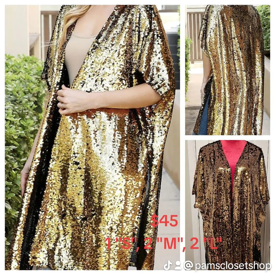 Gold Sequins Sleeveless Poucho – Pam's Closet